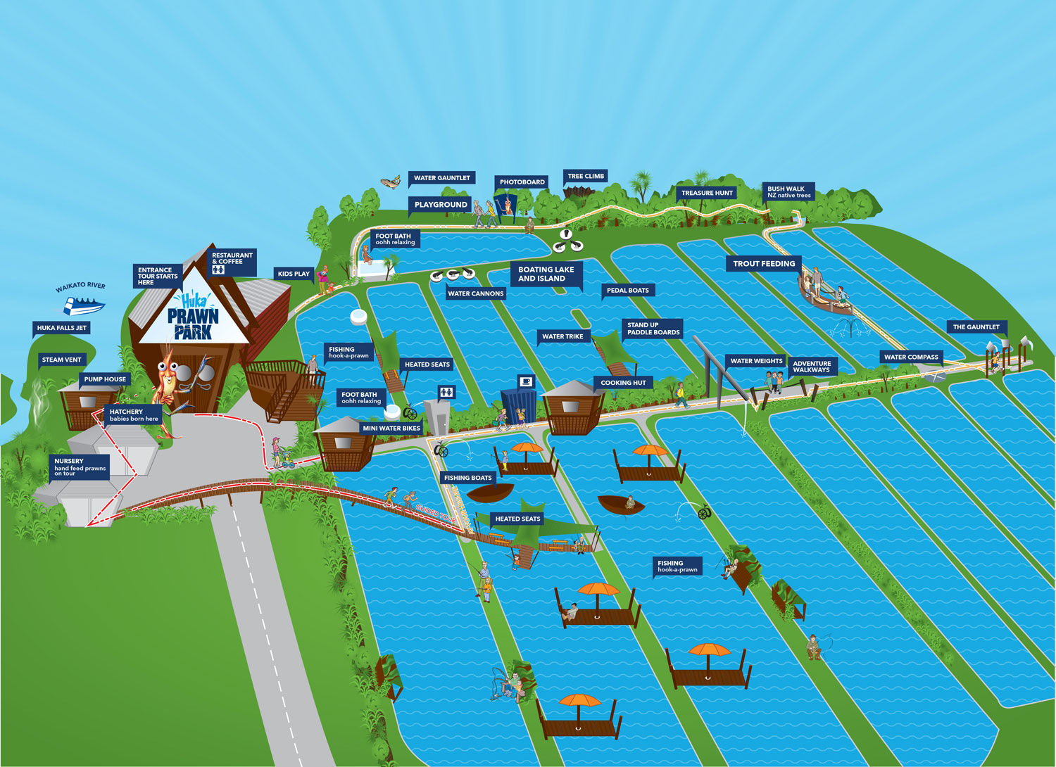 Park Map - Huka Prawn Park